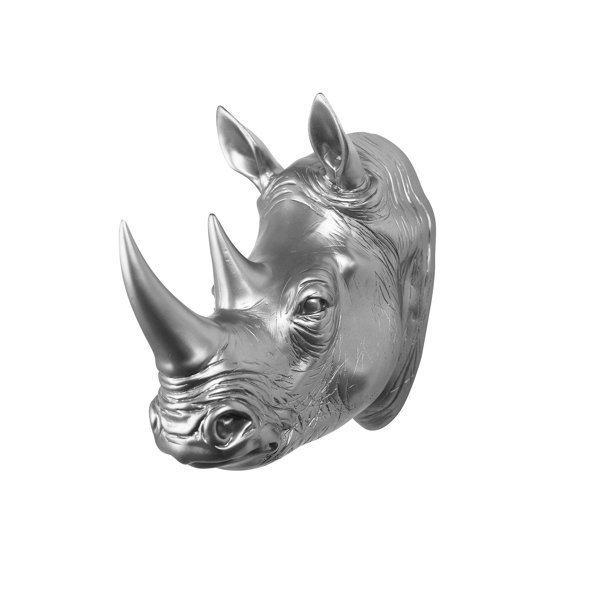 75642-B-SL - Rhinoceros Head Wall Mount Art Silver Color – Hi-Line ...